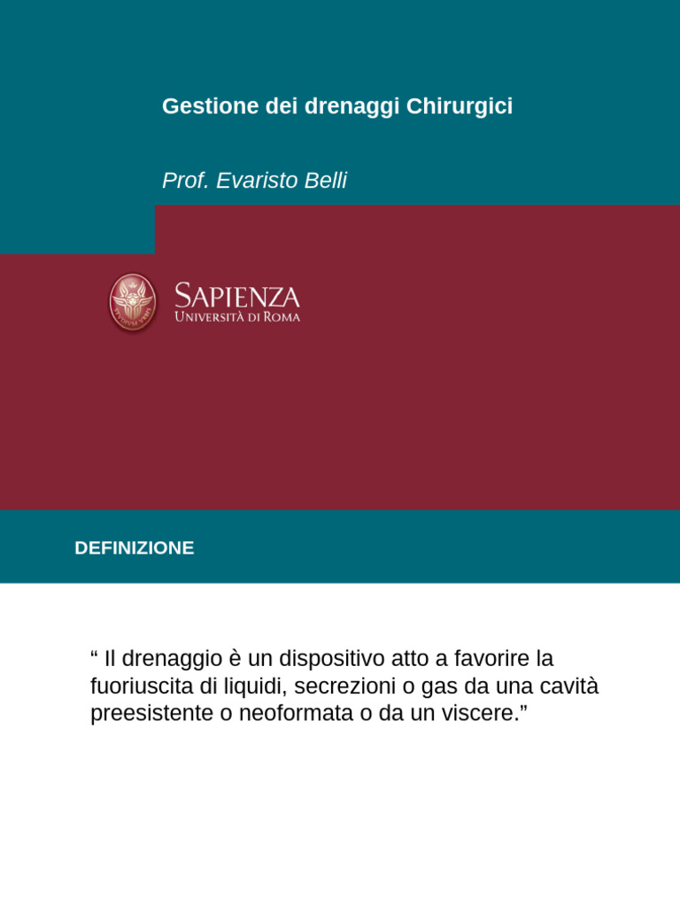 Gestione Dei Drenaggi Chirurgici | PDF
