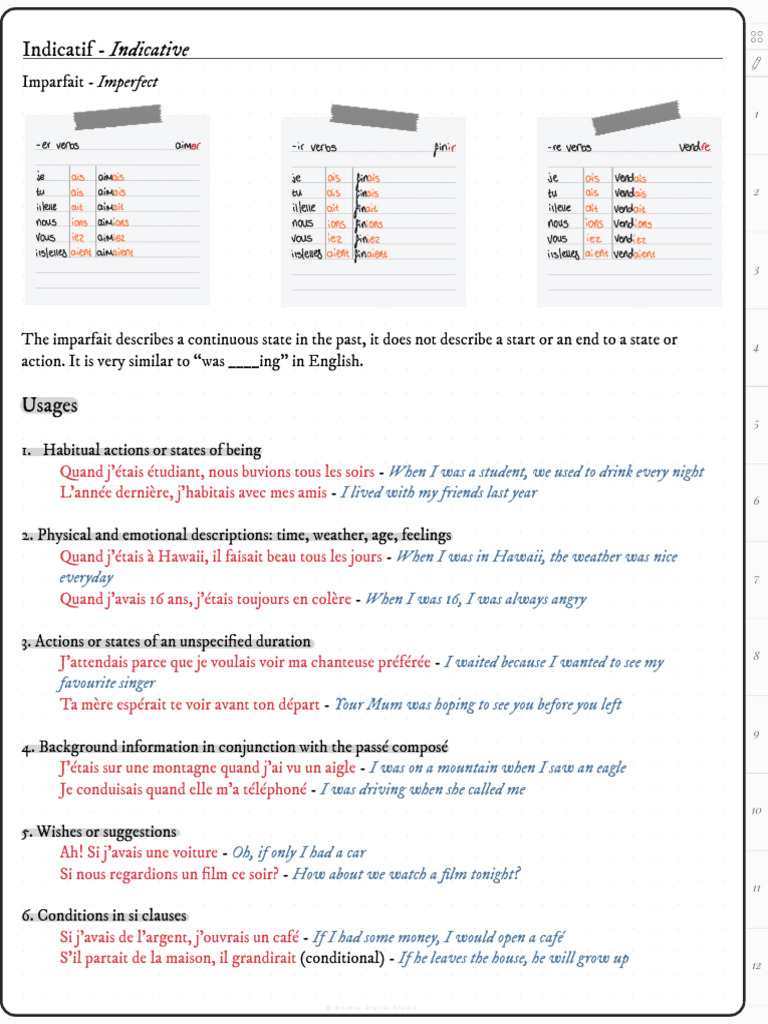 indicative imperfect | PDF | Linguistics | Grammar