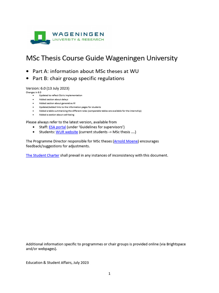 MSc Thesis Guide for WUR Students | PDF | Thesis | Artificial Intelligence