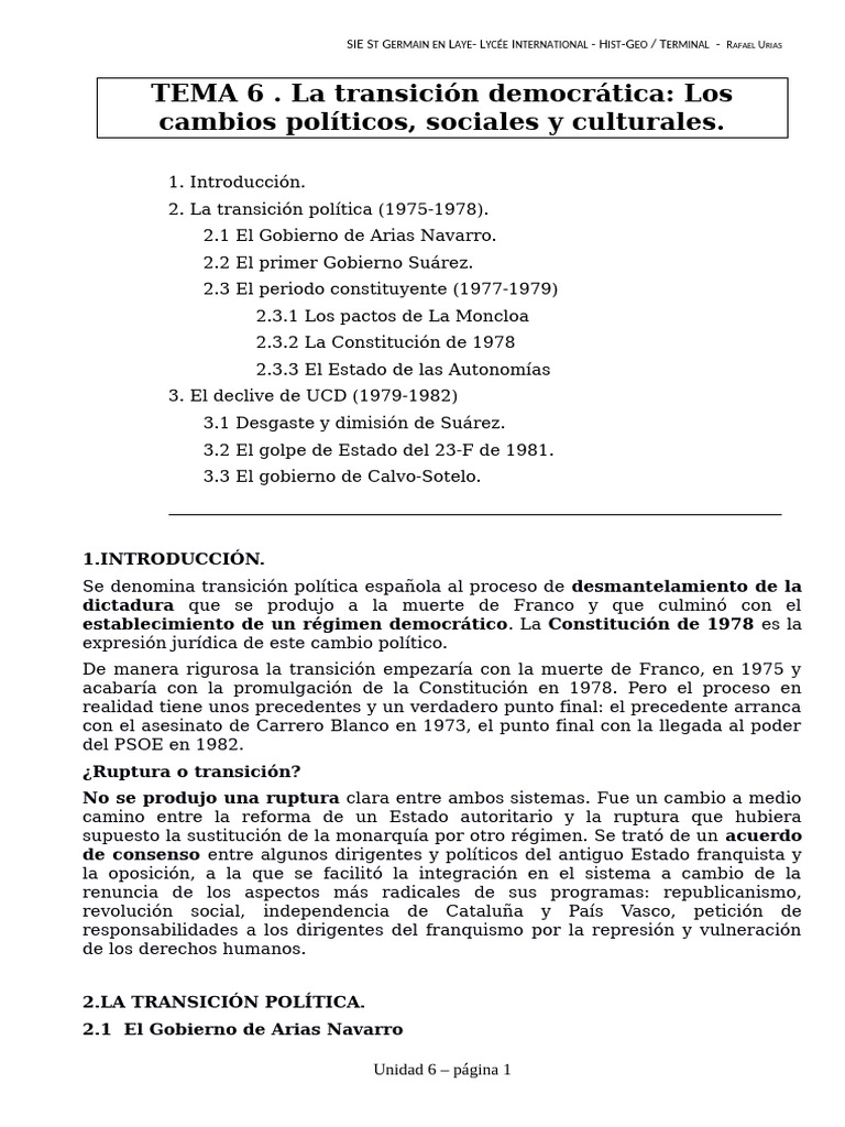 Transición Democrática En España 1975 1982 Pdf España Franquista