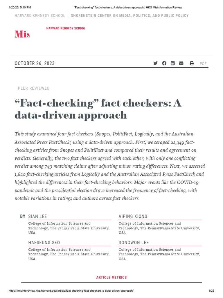 "Fact-Checking" Fact Checkers - A Data-Driven Approach - HKS ...