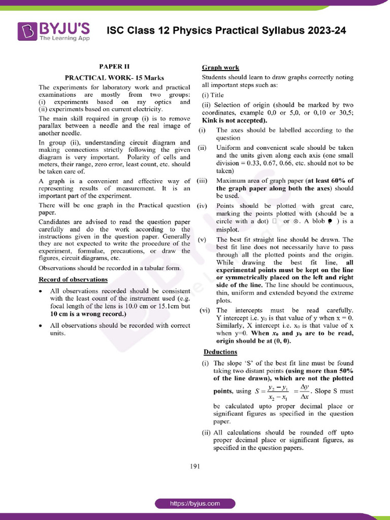 ISC-Class-12-Physics-Practical-Syllabus-2023-24 | PDF