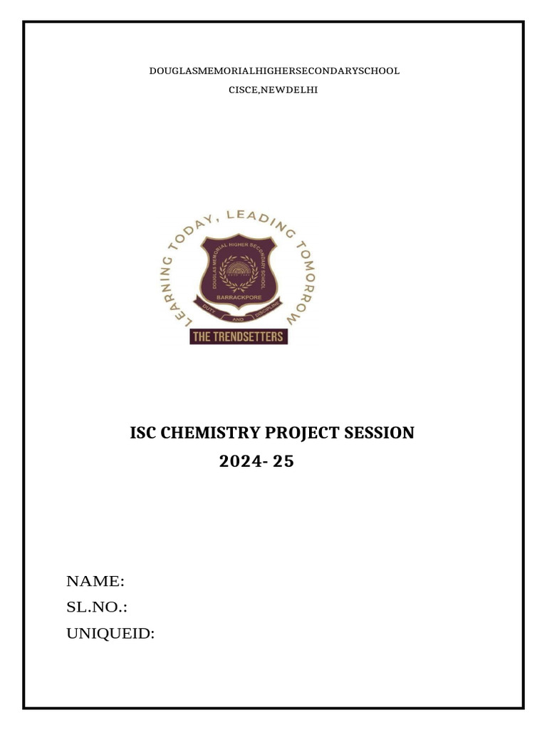 ISC Chemistry PRACTICAL COVER | PDF