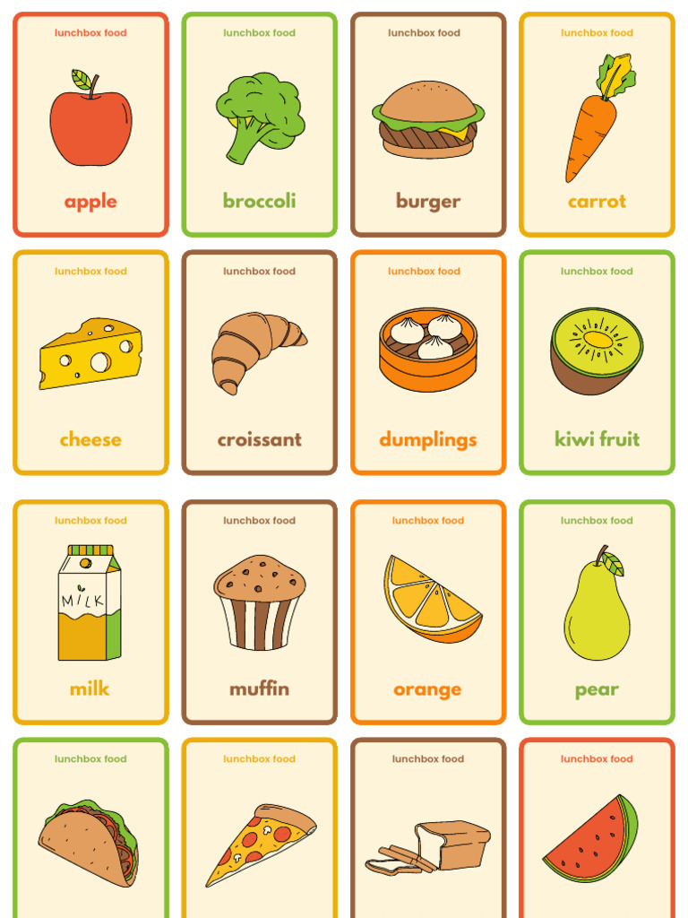 Colorful Lined Illustration Food Flashcard - 20250120 - 145040 - 0000 | PDF