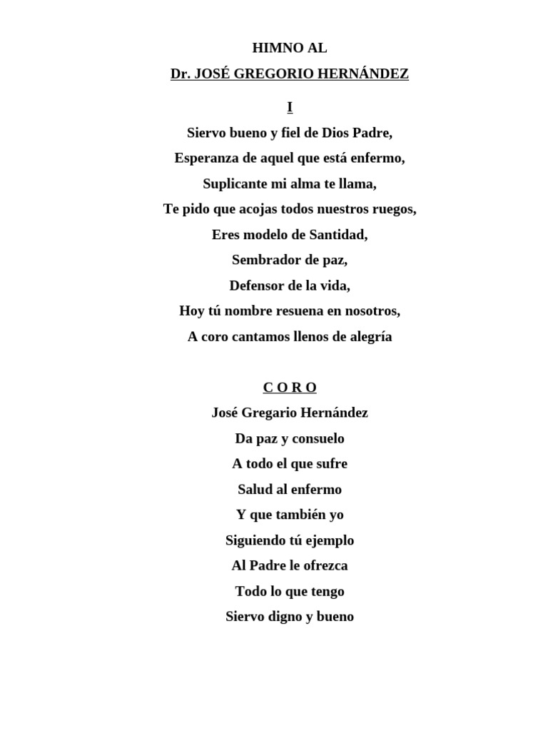 Himno a José Gregorio Hernández | PDF