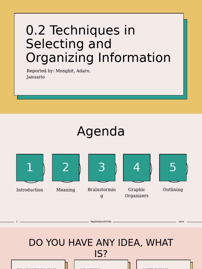 Information Organization Techniques | PDF | Brainstorming | Concept