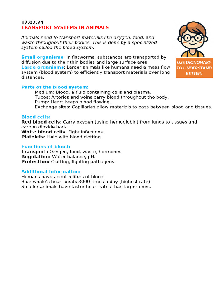 Animal Blood Systems Explained | PDF