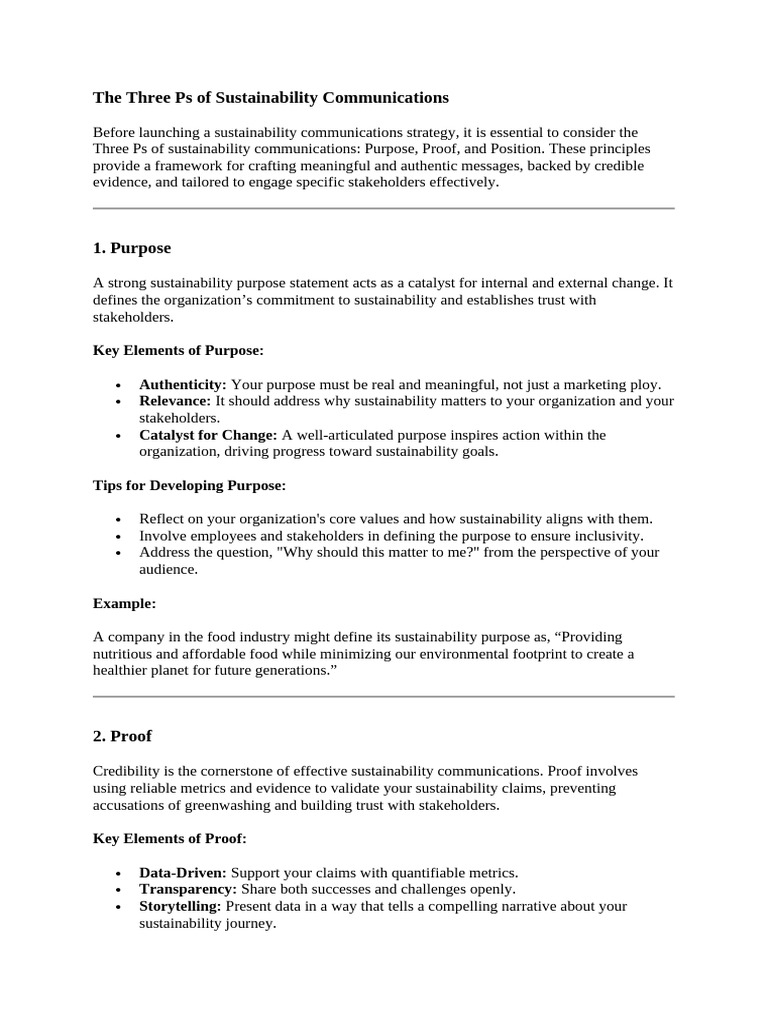 Three Ps of Effective Sustainability Communication | PDF ...