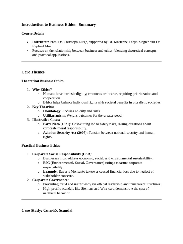 Business Ethics Overview and Insights | PDF | Business Ethics ...