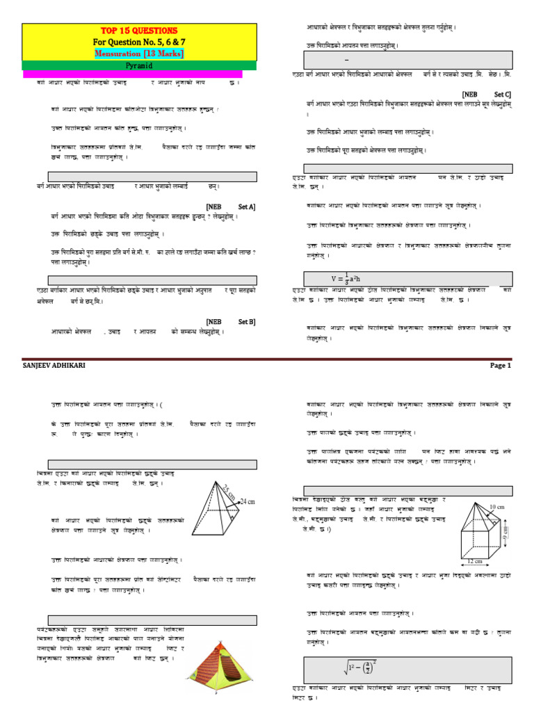 Pyramid Problems and Solutions Guide | PDF | Metrology