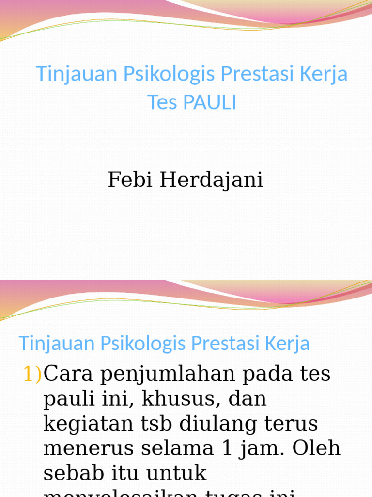 Tinjauan Tes Pauli untuk Prestasi Kerja | PDF