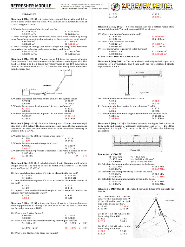 SEC-and-Hydraulics-Set-1-ok (1) | PDF | Beam (Structure) | Pascal (Unit)