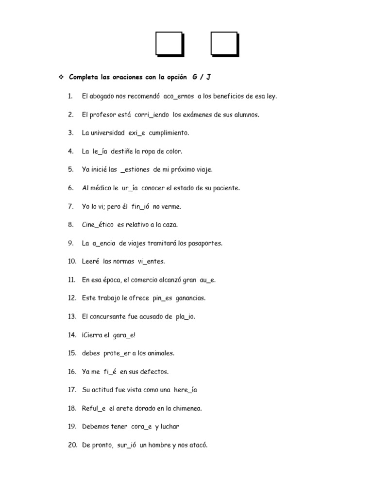 Ejercicios B V C S Z G J | PDF