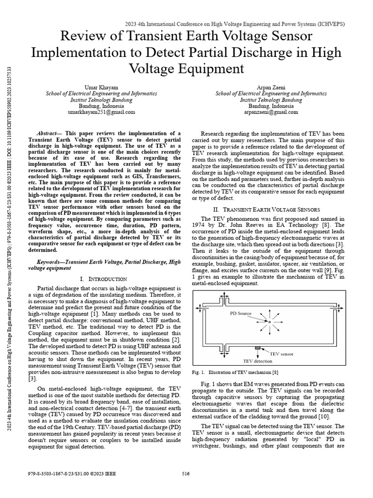 High Voltage PD Detection via TEV | PDF | Metrology | Electronics