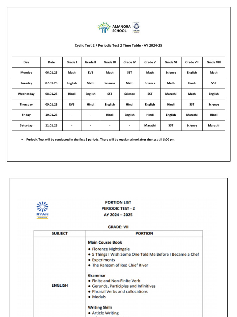 CONLIB_Grade7PT2TimetableandPortion-24-25_20241214_241219_200717 | PDF