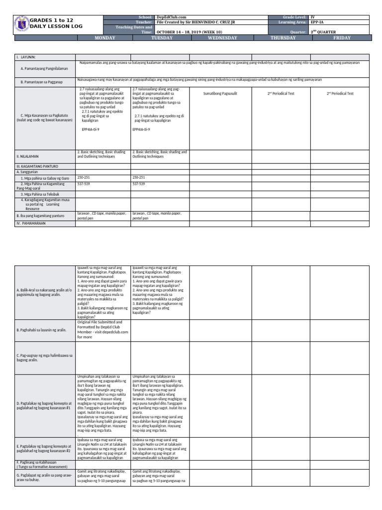 DLL - Epp-Ia 4 - Q2 - W10 | PDF