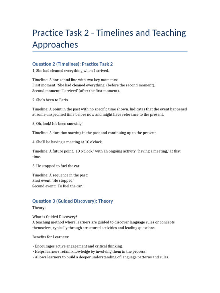 Practice Task 2 Timelines and Teaching Approaches | PDF