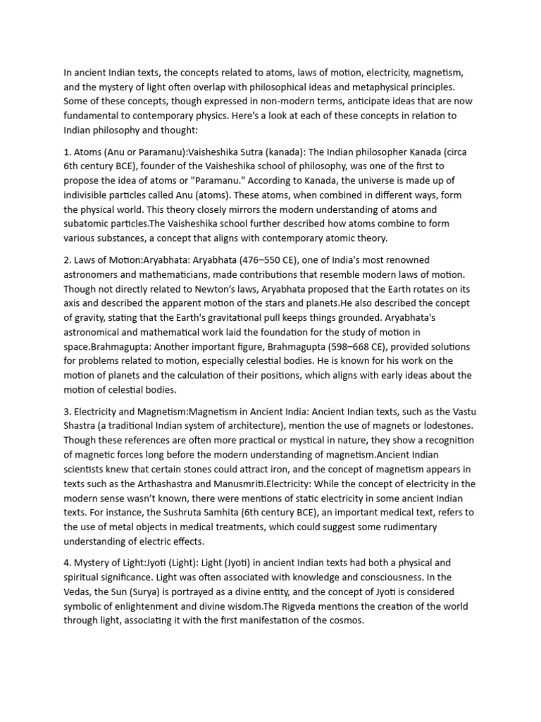 Ancient Indian Science and Philosophy Insights | PDF | Newton's Laws Of ...