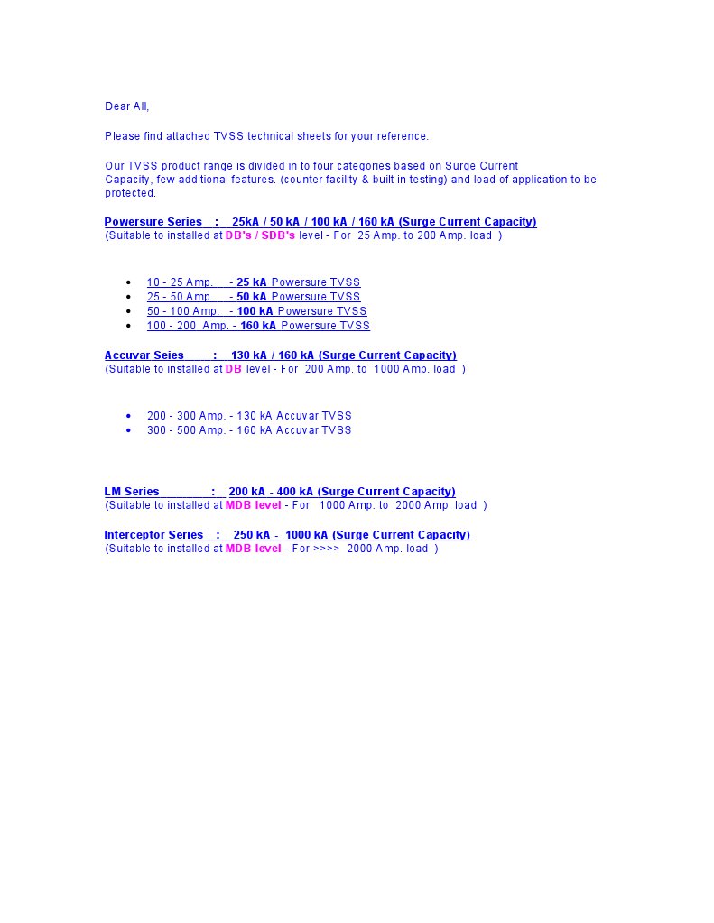TVSS Selection For DB | PDF