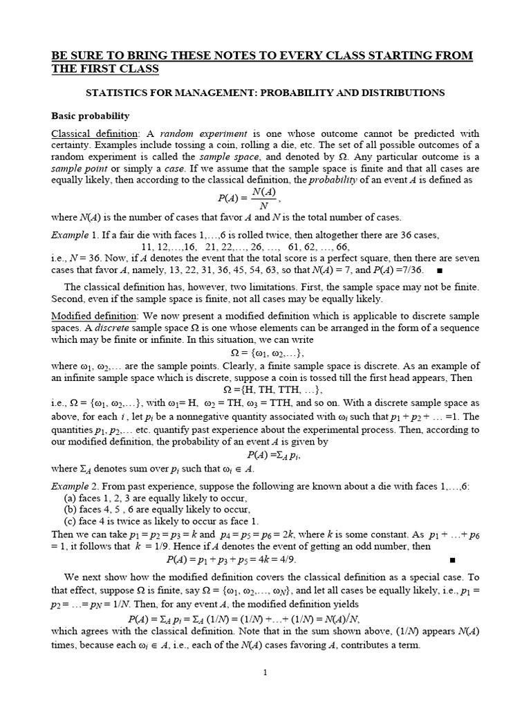 Probability Concepts for Management | PDF | Random Variable ...