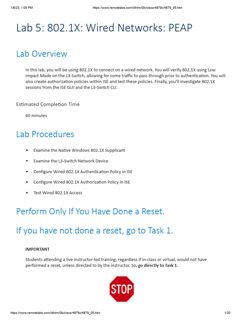 Lab 5 - 802.1X - Wired Networks - PEAP | PDF | Radius | Ip Address