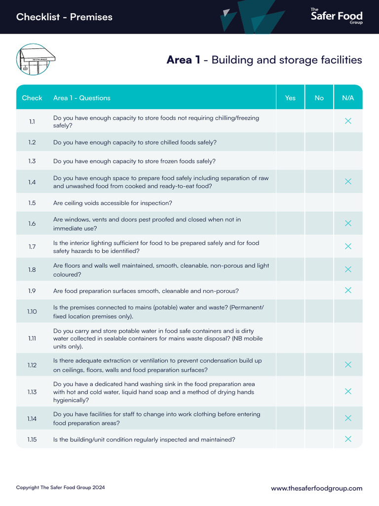 SFG_5-rating-checklist | PDF | Food Safety | Water