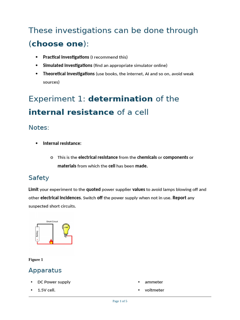 Internal Resistance and Variable Resistors | PDF | Voltage | Electrical ...