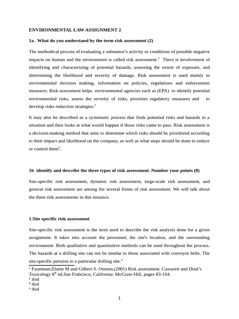 ENVIRONMENTAL LAW ASSIGNMENT 2 Resubmission - Docx December Exams | PDF | Risk Assessment ...