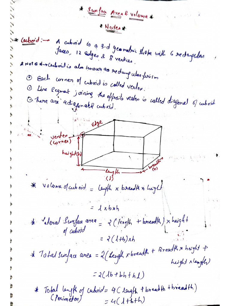 Class IX Surface Area and Volume (R.S) (16!01!2025) | PDF