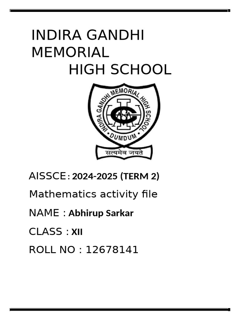 Class XII Math Activity File 2024-2025 | PDF