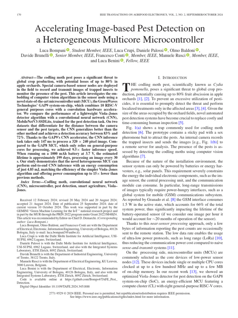 Accelerating Image-Based Pest Detection On A Heterogeneous Multicore Microcontroller | PDF ...