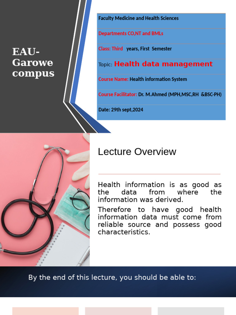lect 5 Health Data and MGT | PDF | Patient | Demography