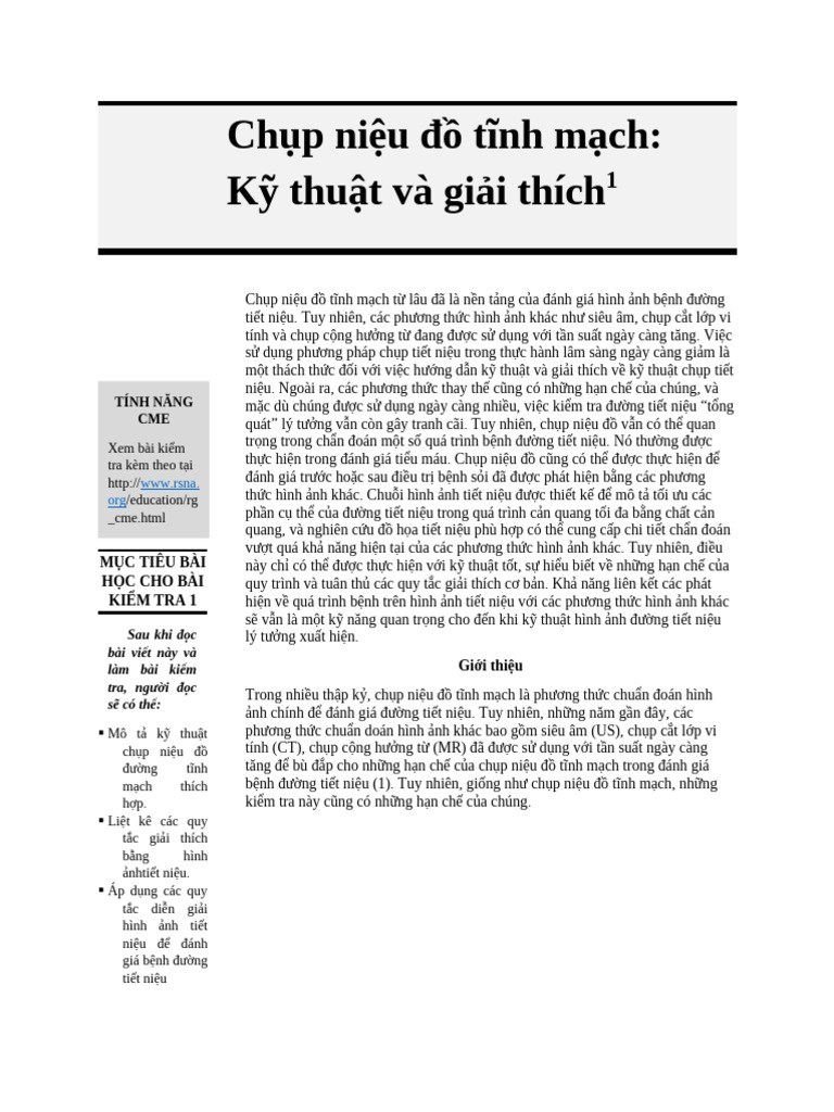 Intravenous Urography Technique and Inter - Pretation | PDF