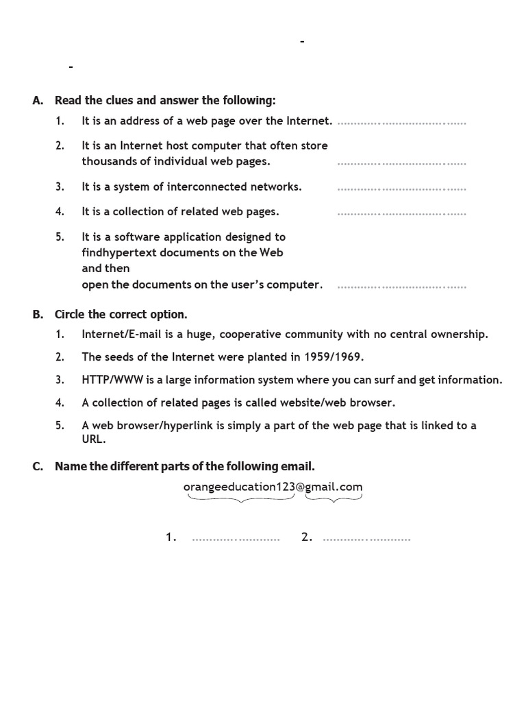 Internet Basics for Class V Students | PDF | World Wide Web | Internet ...