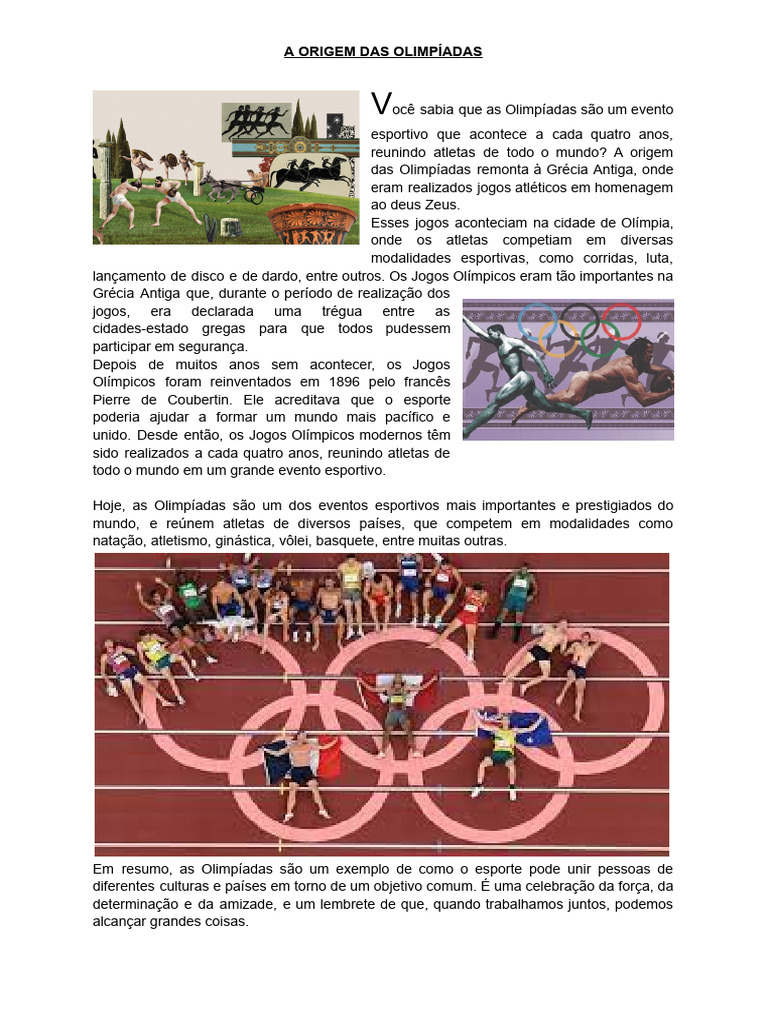 A Origem Das Olimpíadas | PDF