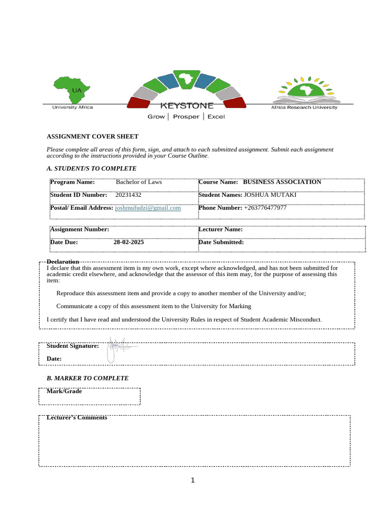 Business Association Assignment 1 | PDF | Partnership | Liquidation