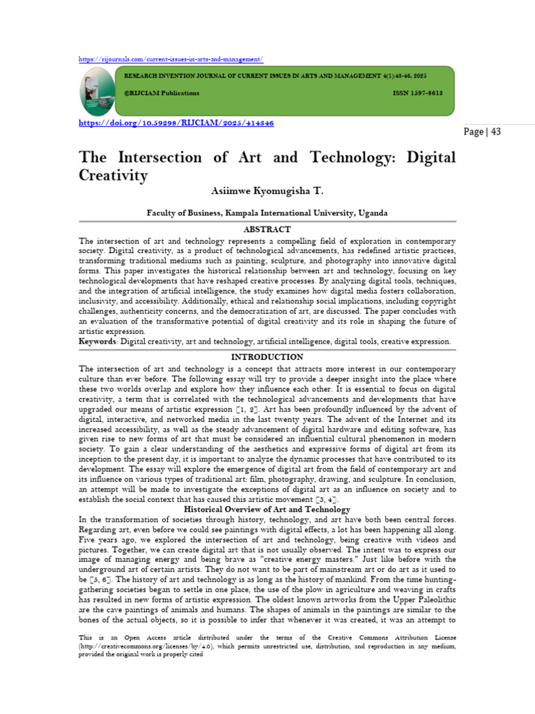 The Intersection of Art and Technology: Digital Creativity (www.kiu.ac.ug) | PDF | Creativity ...