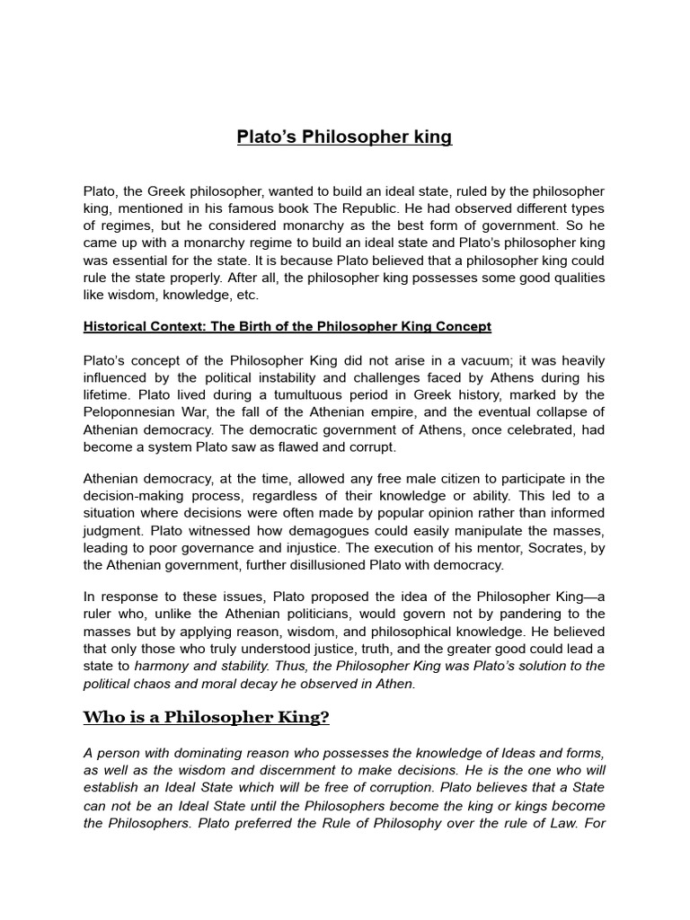 Plato philosopher king | PDF | Plato | Justice