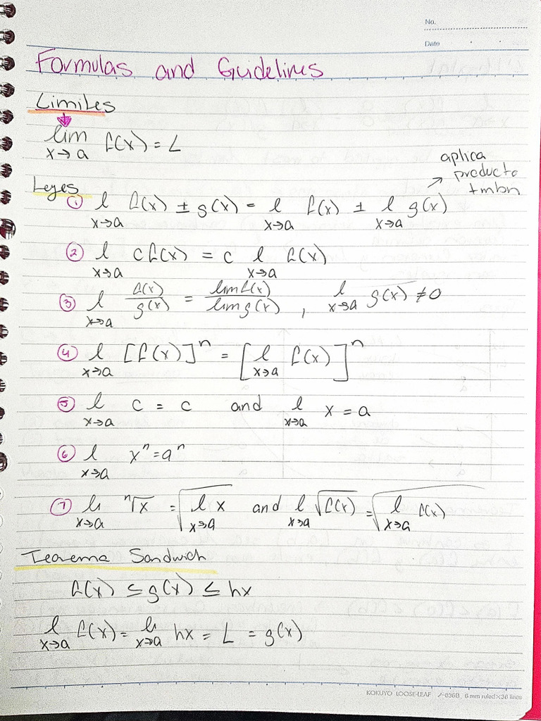 Formulas & Guidelines Calc Final | PDF