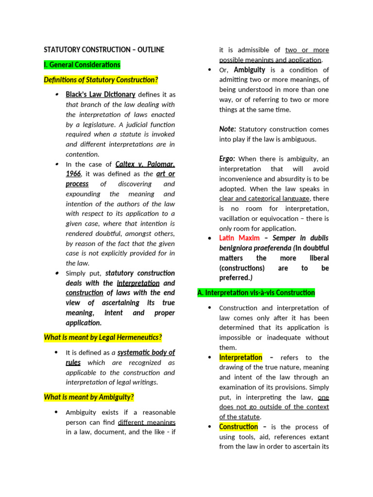 Understanding Statutory Construction | PDF | Statutory Interpretation ...