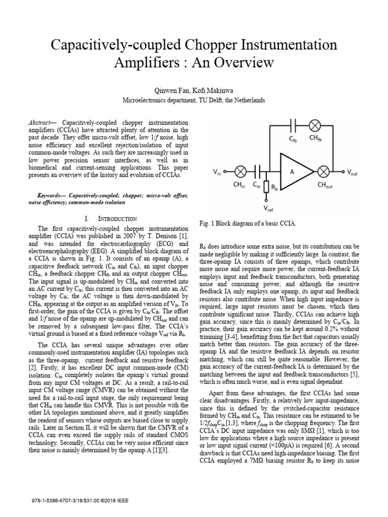 Capacitively-Coupled Chopper Instrumentation Amplifiers An Overview ...
