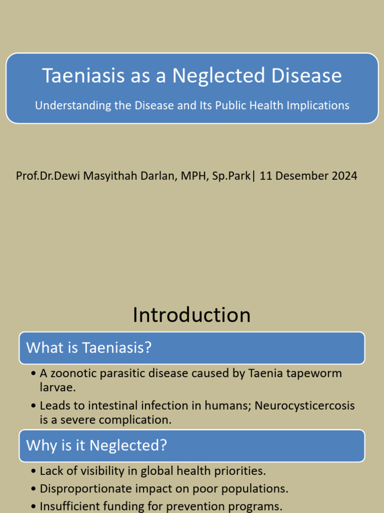Taeniasis Neglected Disease Updated | PDF | Parasitology | Animal Diseases