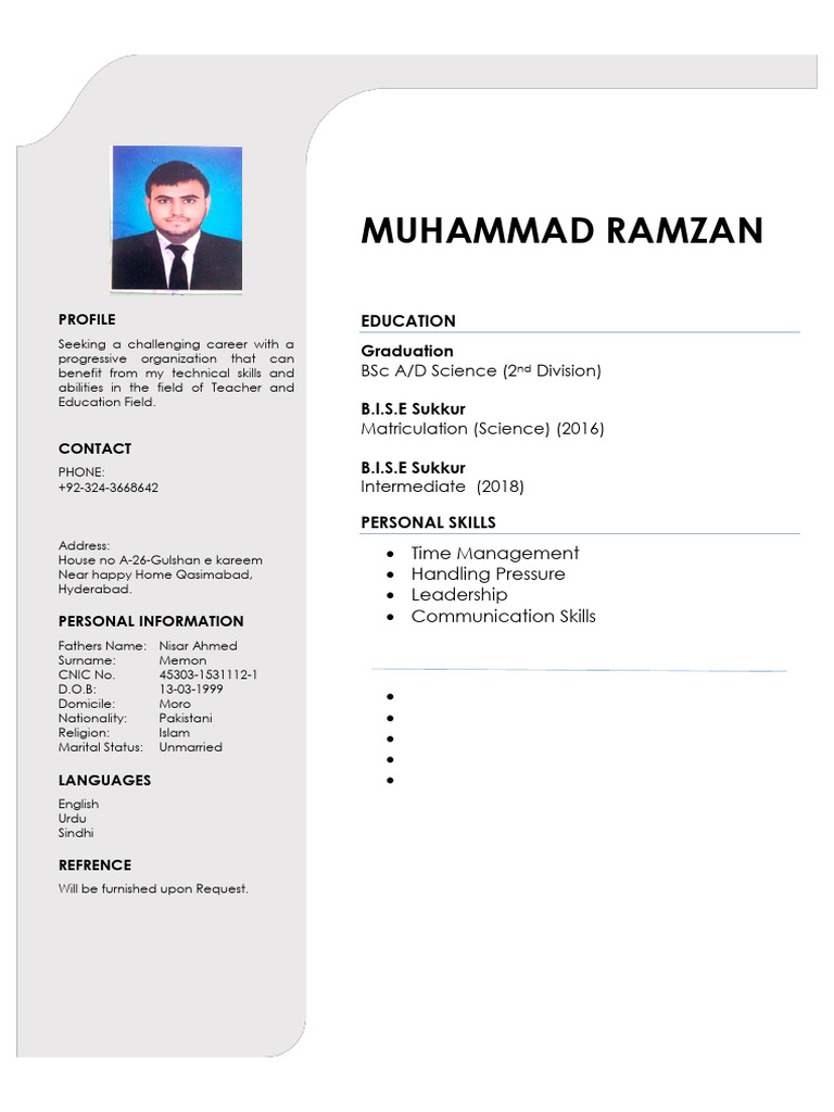 M . Ramzan Resume | PDF