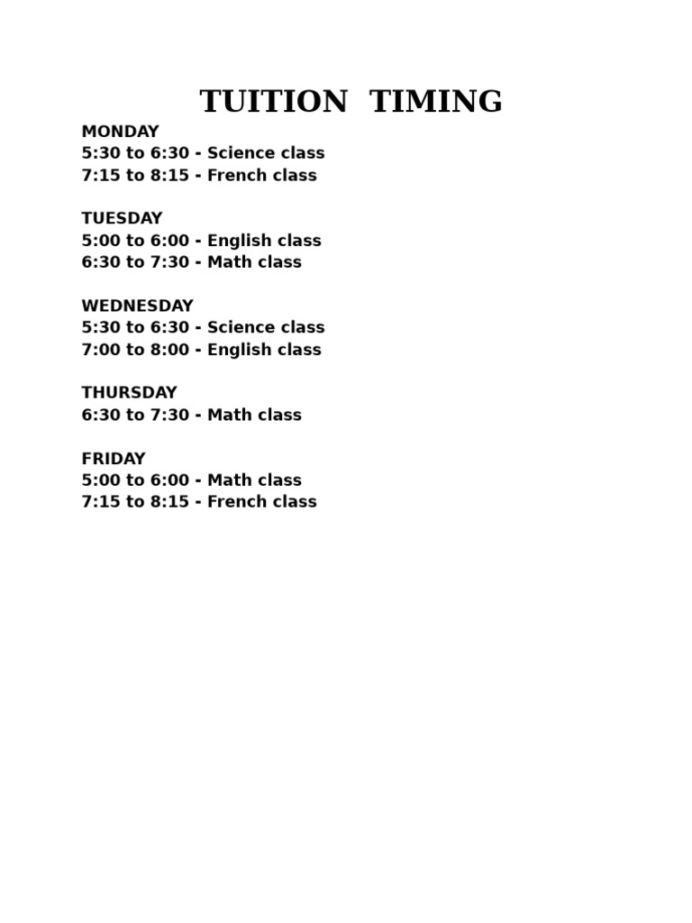 Tuition Timing | PDF