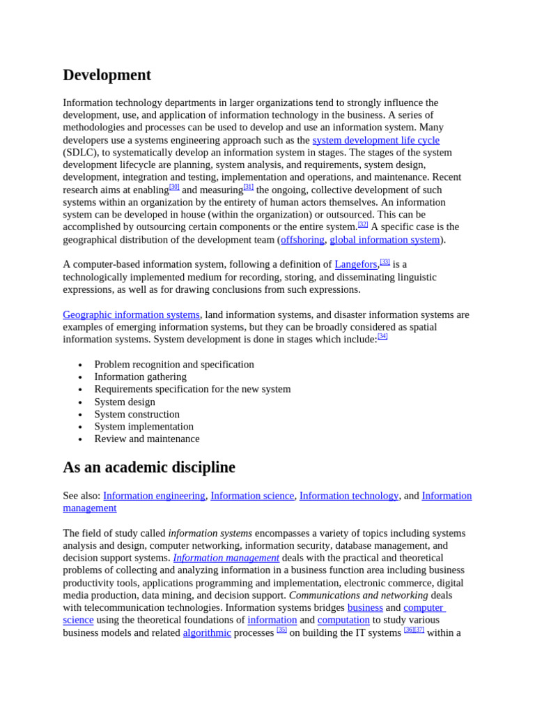 Development IS | PDF | Information System | Computer Science