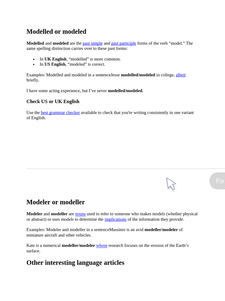 UK vs US Spelling: Modelled vs Modeled | PDF