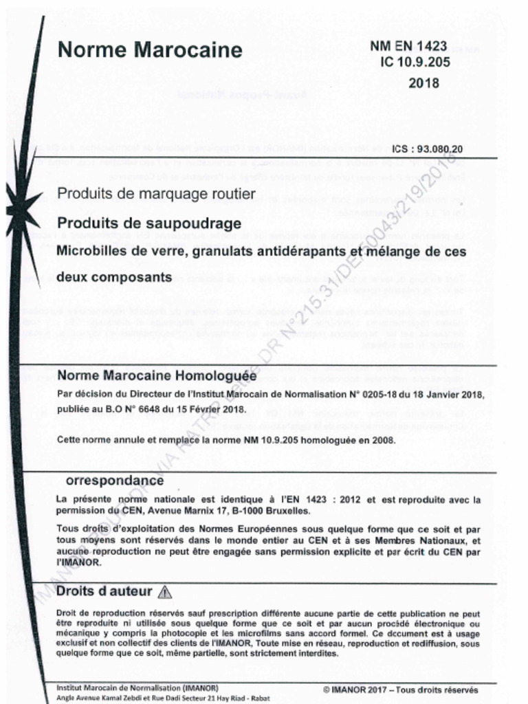 NM EN 1423_Produits de saupoudrage | PDF