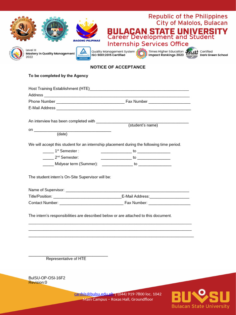 F2 - BulSU Form NOA | PDF