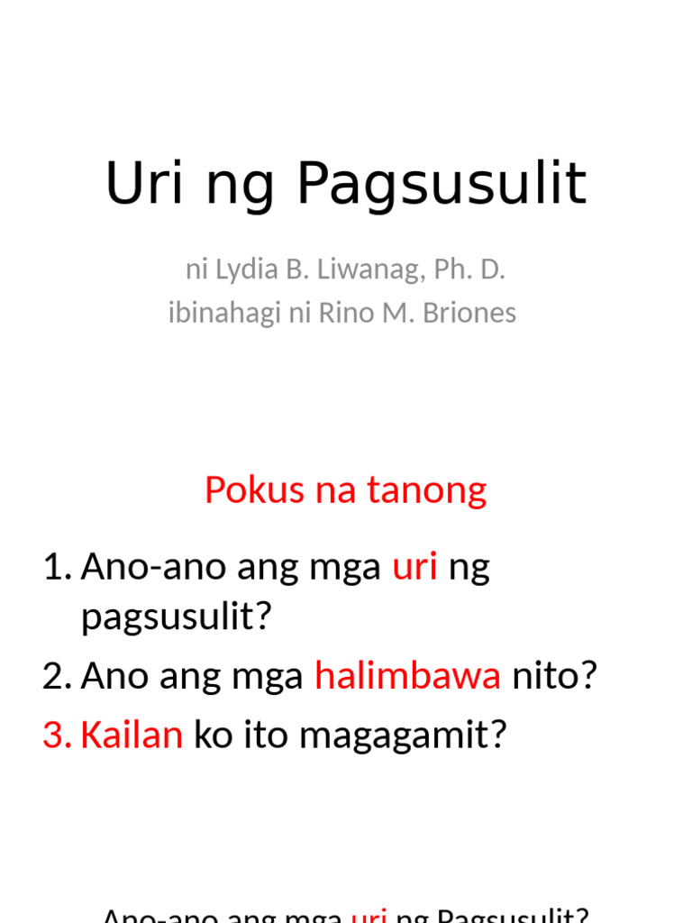 Uri NG Pagsusulit | PDF