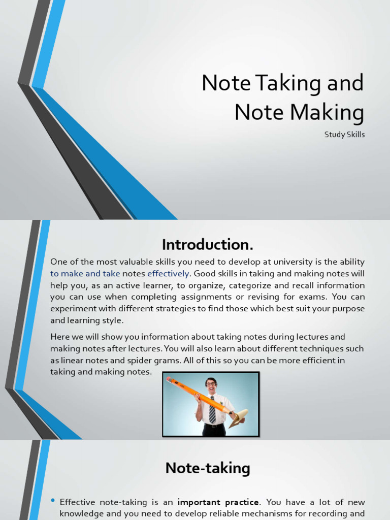 Study Skills - Note Taking and Notemaking | PDF | Study Skills | Cognition